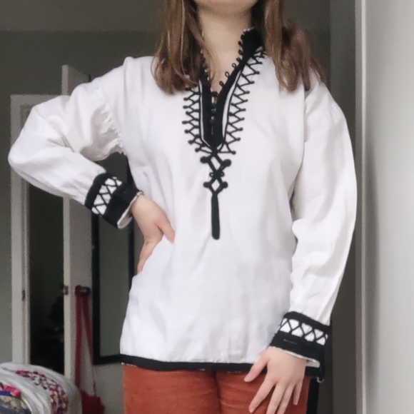 Tops | Vintage 196s Linen Embellished Shirt | Poshmark